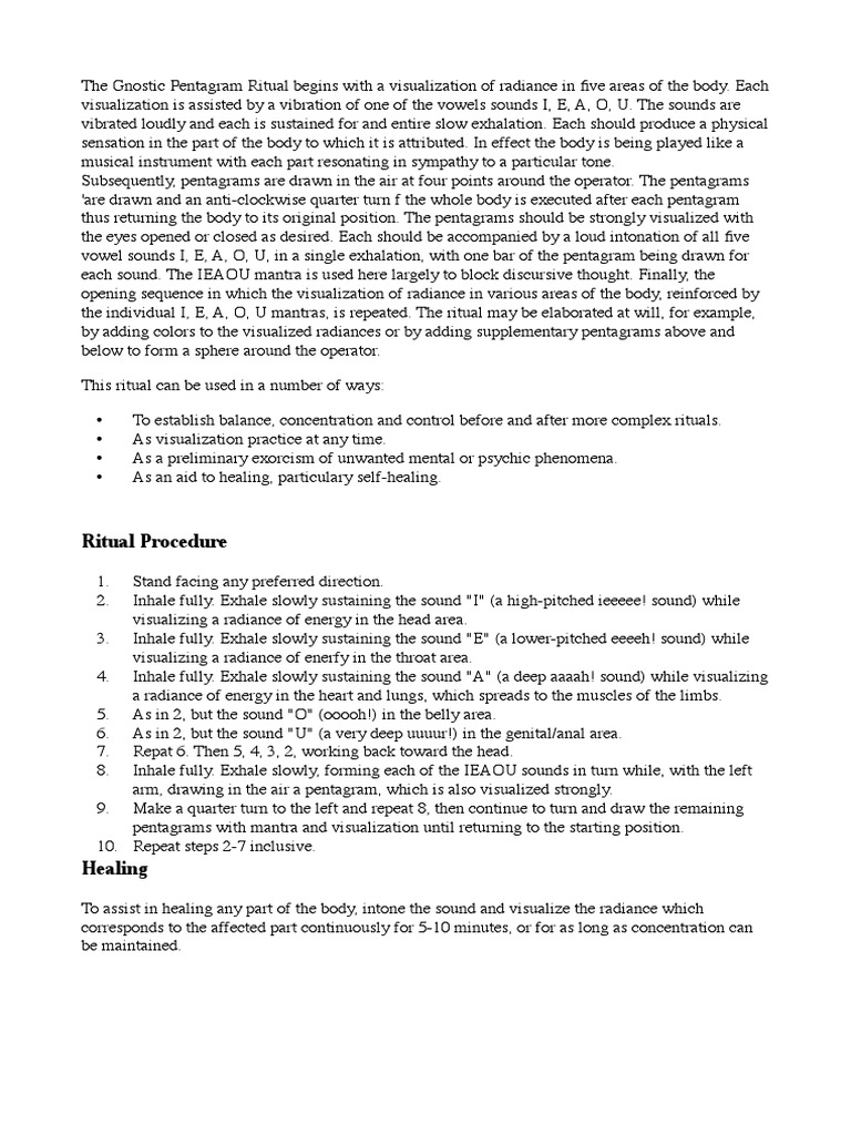 Gnostic Pentagram Ritual | PDF | Exhalation | Sound