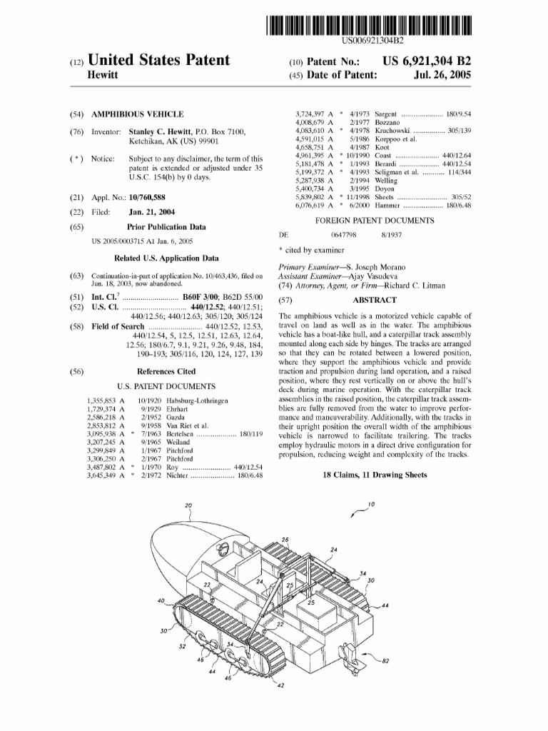 United States Patent (10) Patent No.: US 6,921,304 B2: Hewitt (45) Date ...