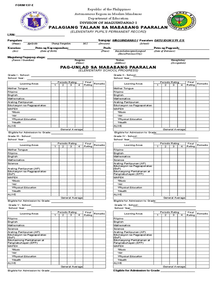 Palagiang Talaan Sa Mababang Paaralan | PDF | Learning | Psychology