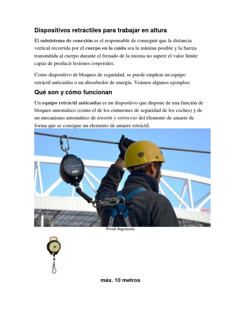 Dispositivos Retráctiles Anticaídas | PDF | Acero | Ingeniería de ...