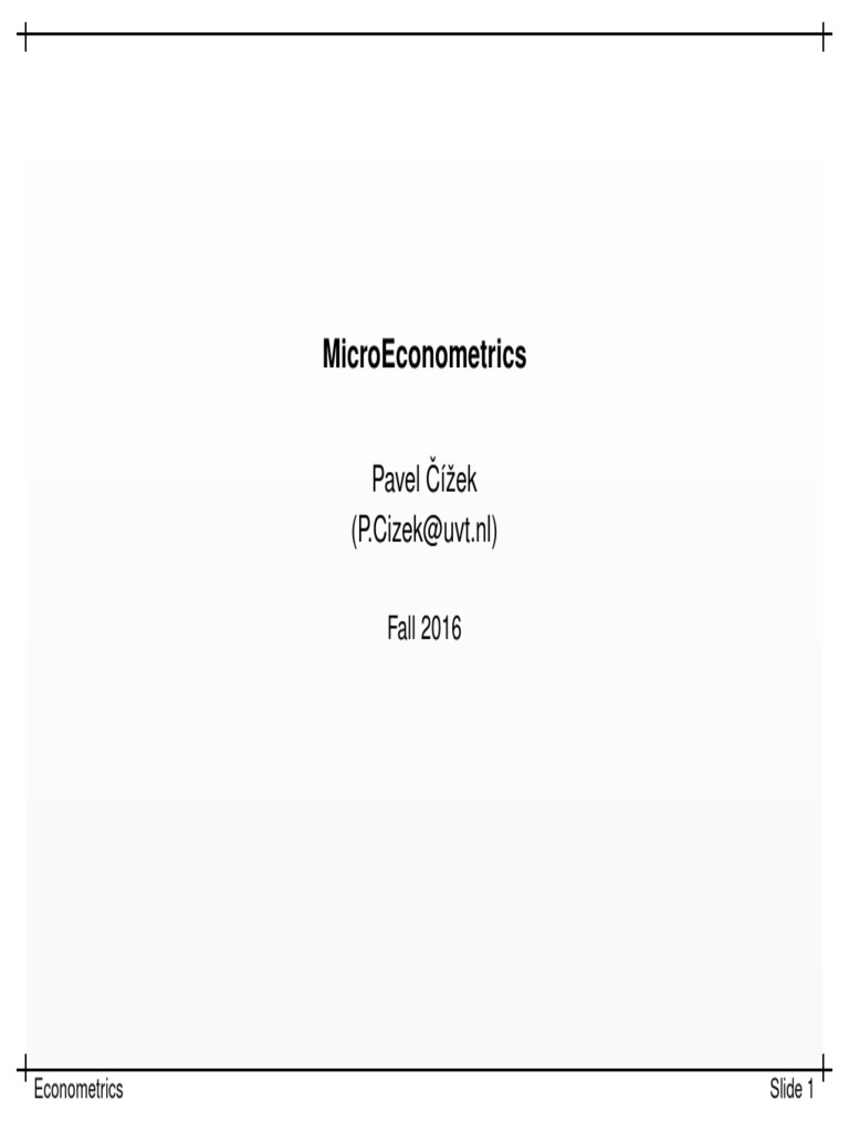 Microeconometrics | PDF | Regression Analysis | Estimation Theory