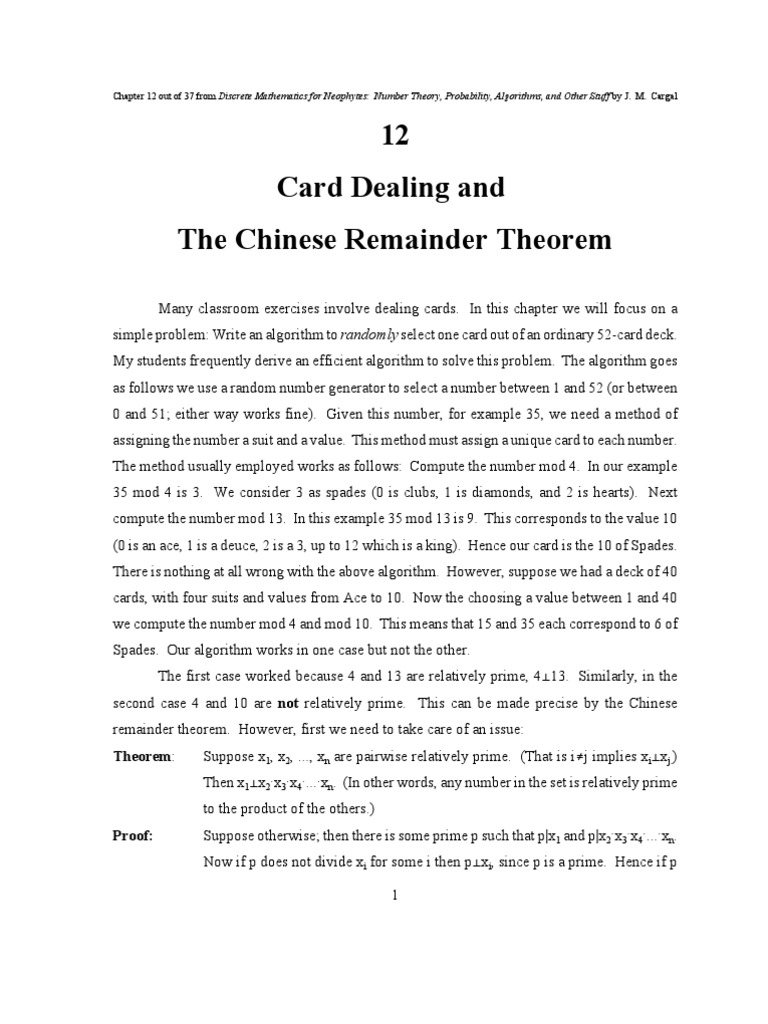 12 Chinese Remainder Theorem | Download Free PDF | Number Theory | Numbers