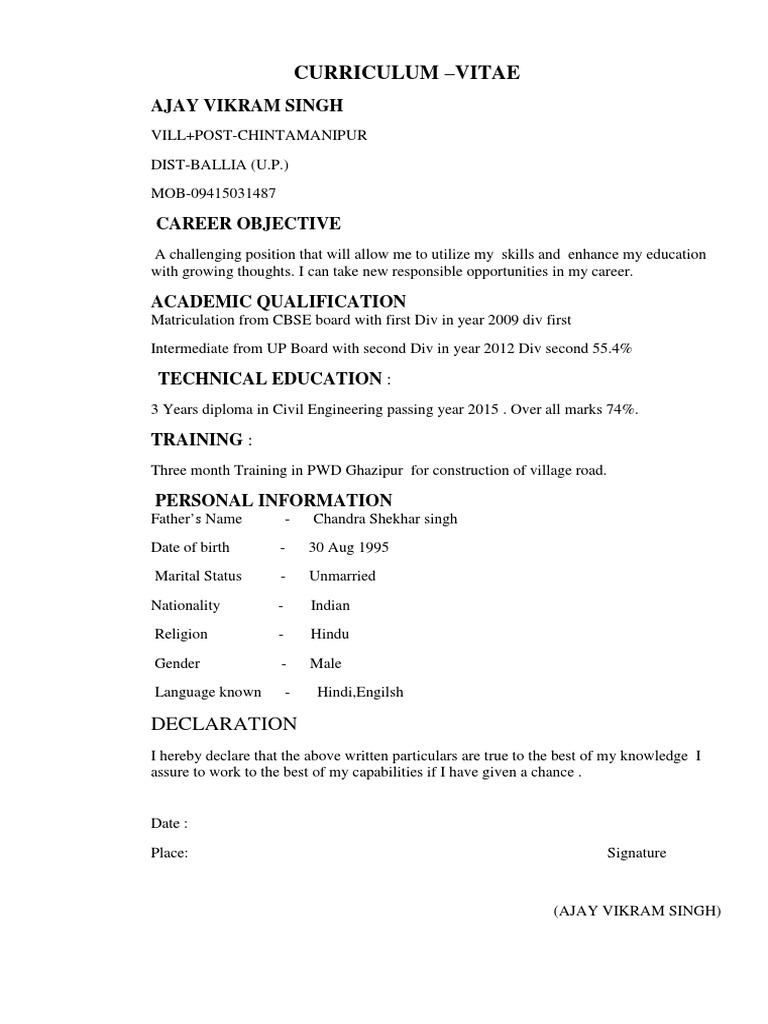 Curriculum - Vitae: Ajay Vikram Singh | PDF