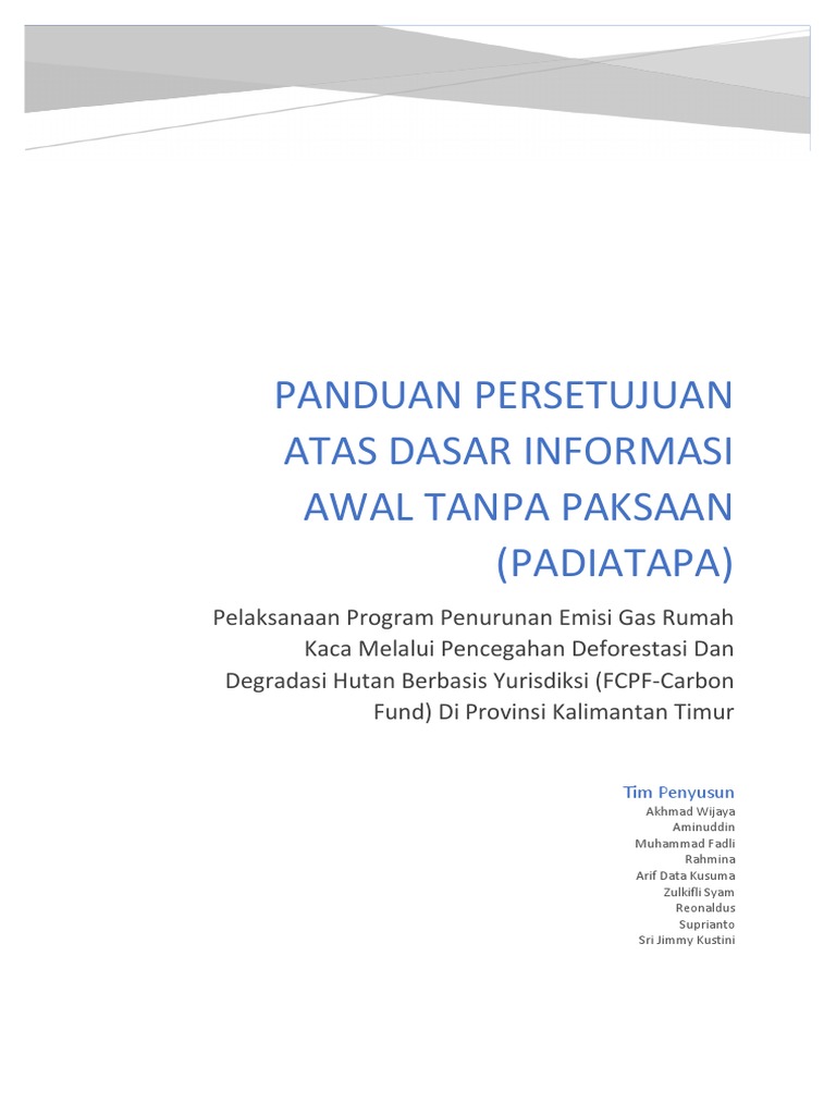 Panduan PADIATAPA Pada Program Penurunan Emisi Di Hutan | PDF