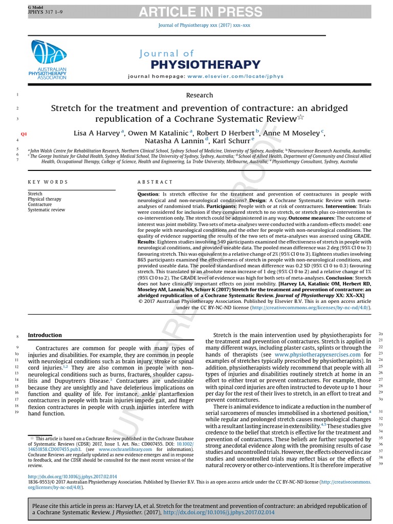 Stretch For The Treatment and Prevention of Contracture An Abridged ...