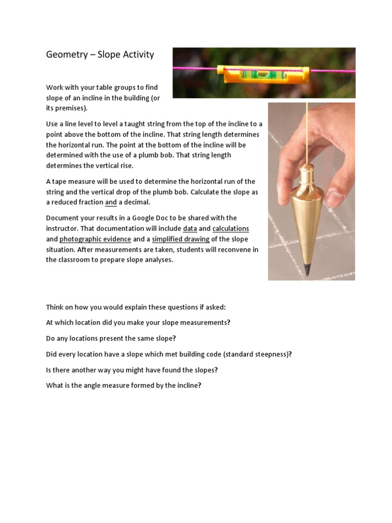 Slope Measurement Activity Guide | PDF