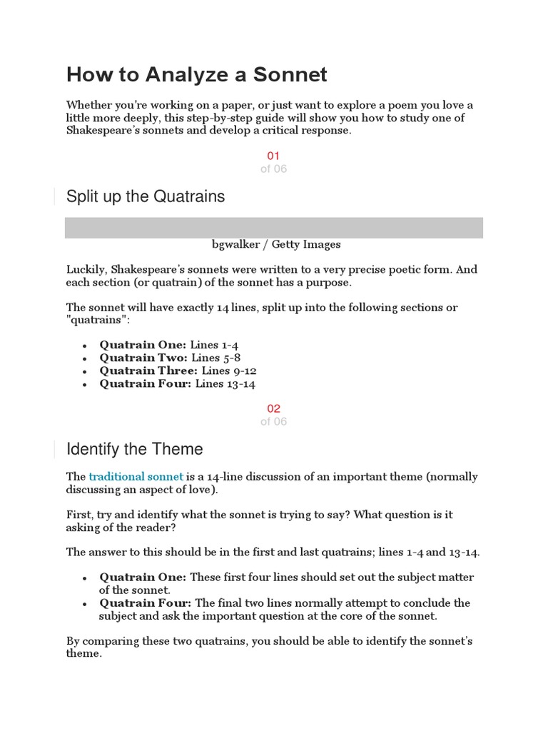 Analyzing Shakespearean Sonnets | PDF | Shakespeare's Sonnets | British ...