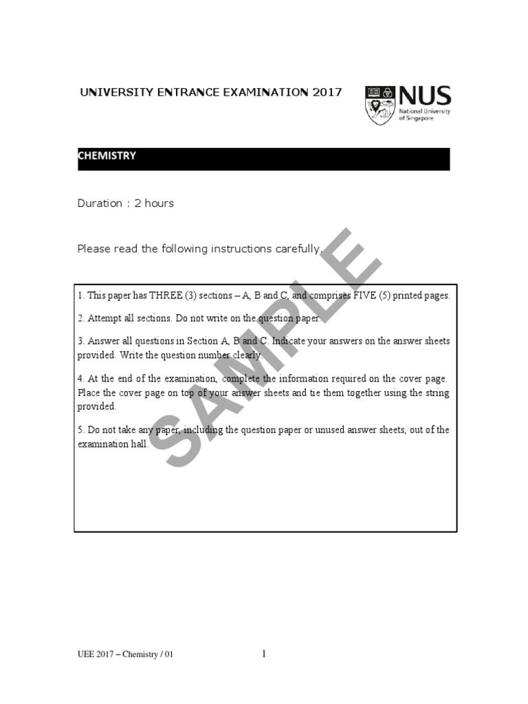 2017 Chemistry (1) (Sample Past Paper) | PDF | Chemical Equilibrium ...