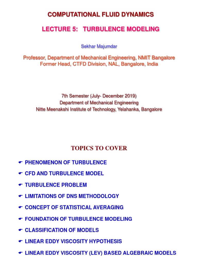Lecture 5: Turbulence Modeling: Computational Fluid Dynamics | PDF | Turbulence | Fluid Dynamics