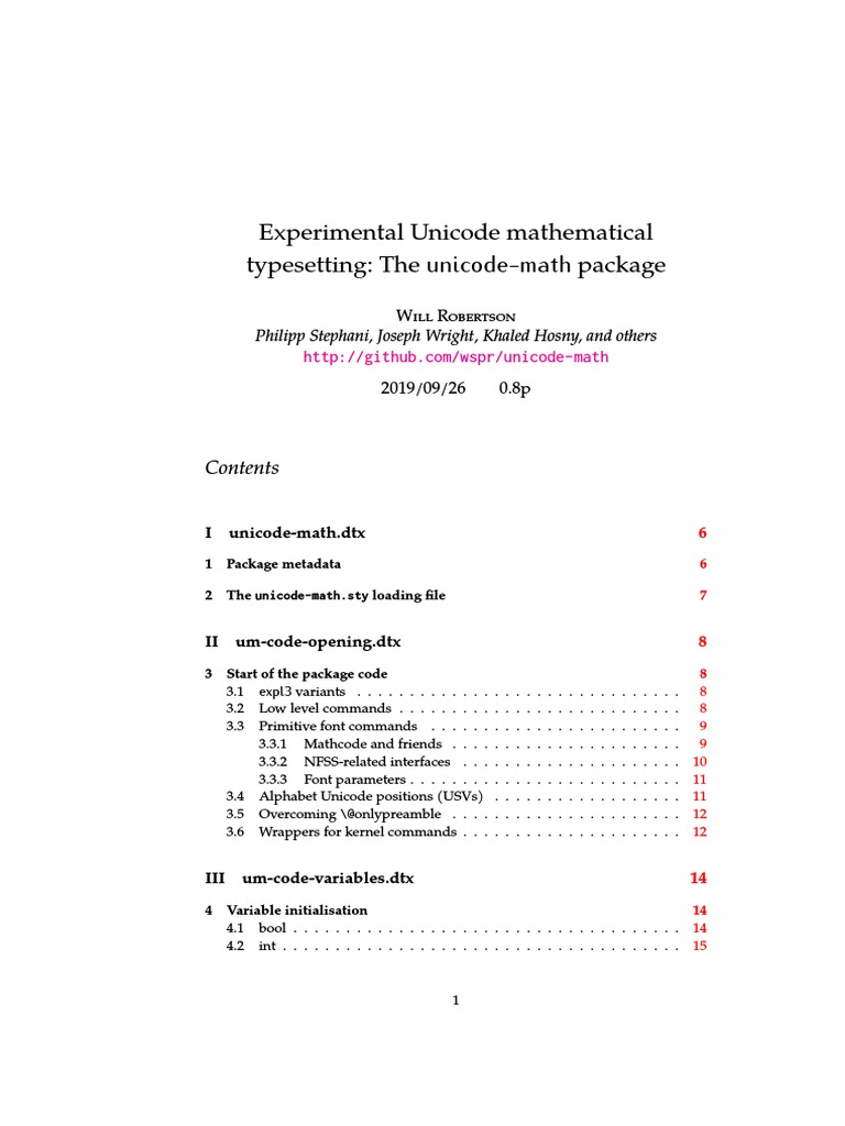 Unicode Math Code | PDF | Text | Printing