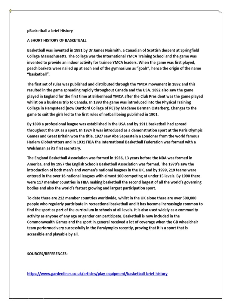 A Concise Overview of the Origins and Evolution of Basketball | PDF ...