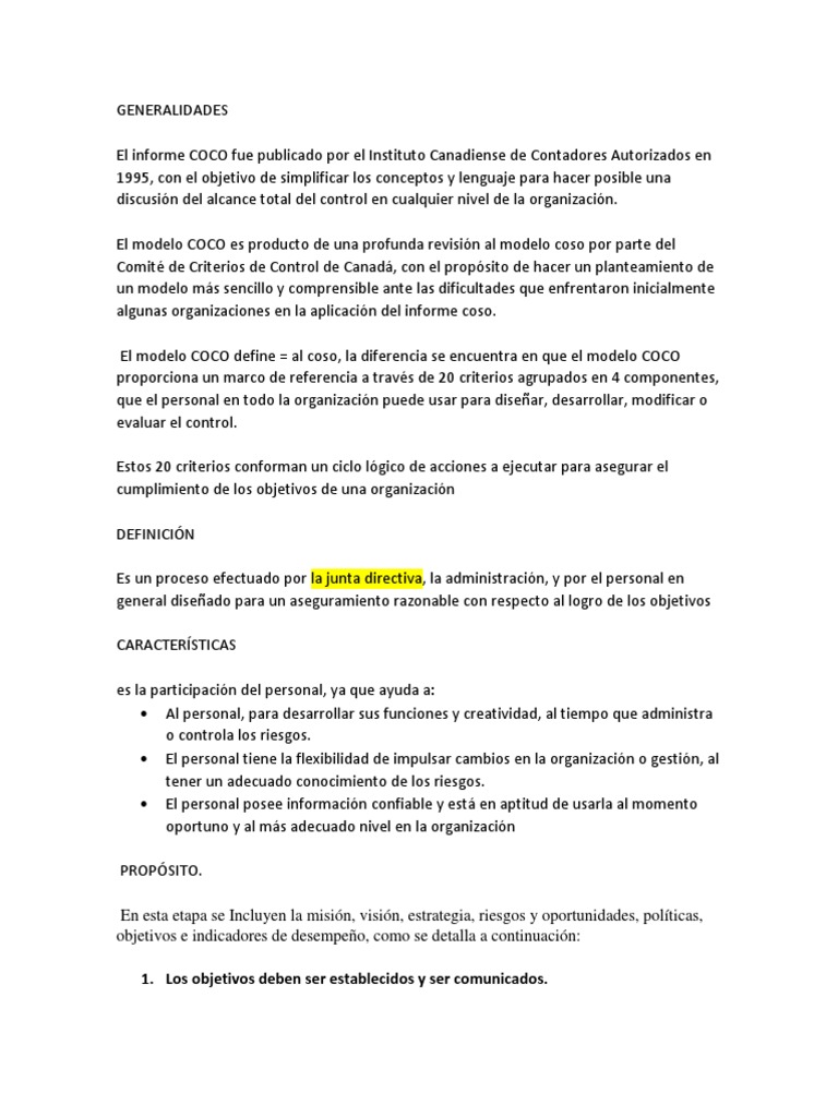 Modelo Coco | PDF | Planificación | Evaluación