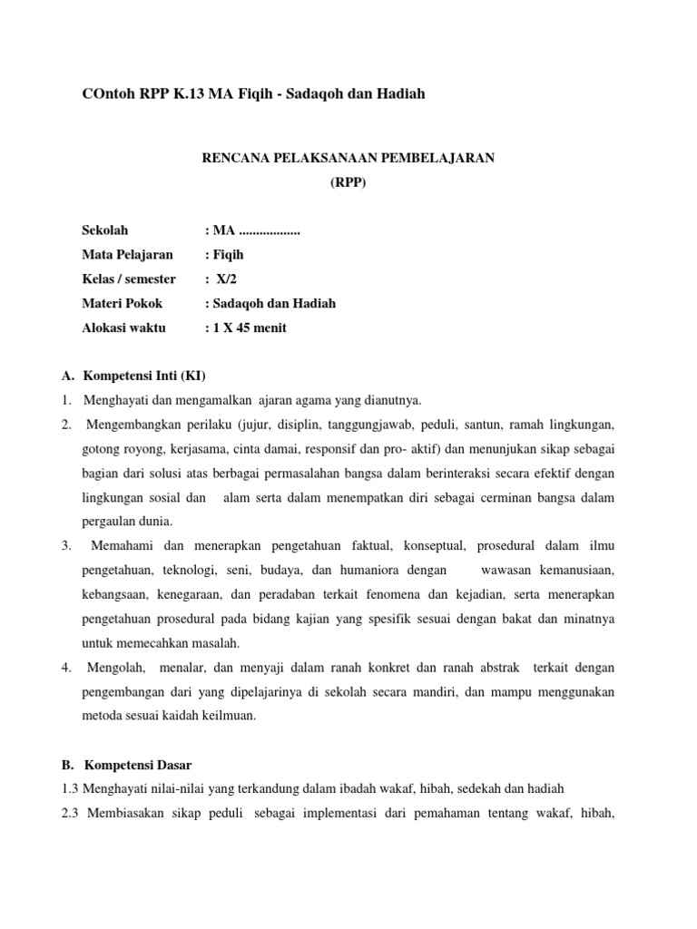 COntoh RPP K | PDF