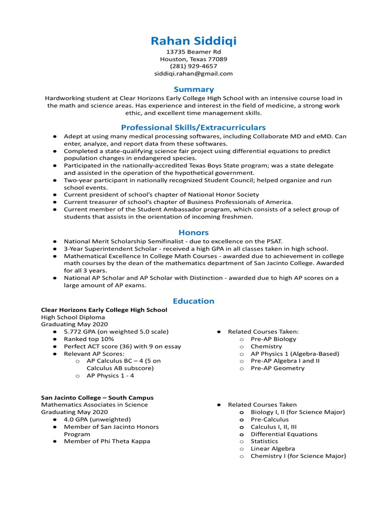 Ism Resume | PDF | Advanced Placement | Academia