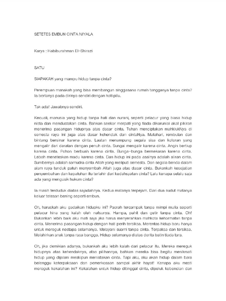 Setetes Embun Cinta Niyala - Habbiburahman El Shirazy | PDF