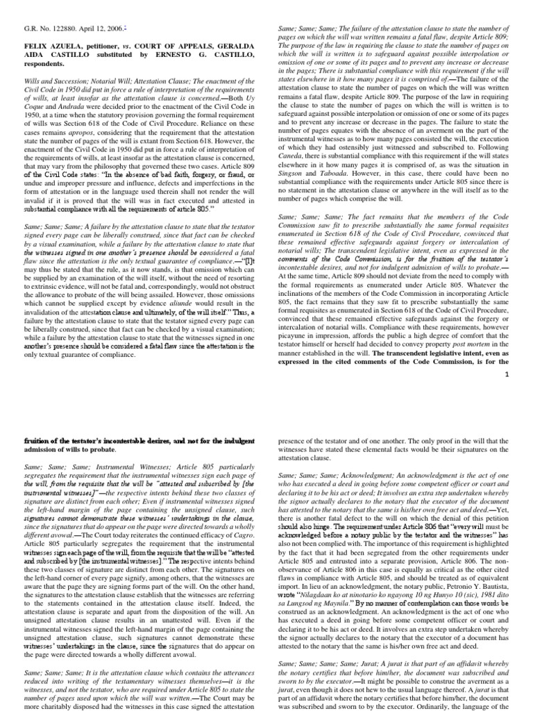 ATTESTATION CLAUSE | PDF | Will And Testament | Notary Public