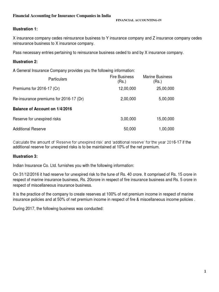 Financial Accounting For Insurance Companies in India: Illustration 1 ...