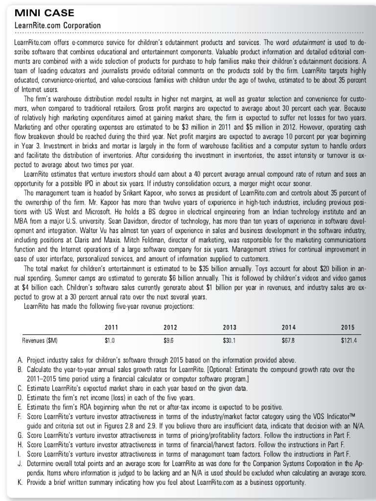 Assign # 2, CH 02 Mini Case - LearnRite | PDF