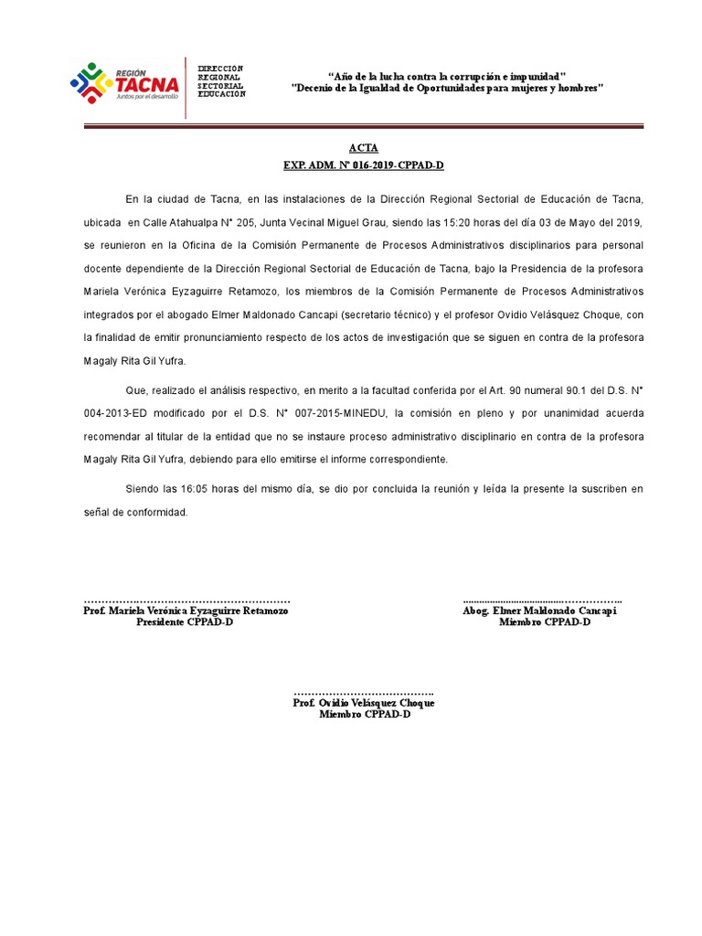 Decisión de CPPAD-D sobre Magaly Gil | PDF