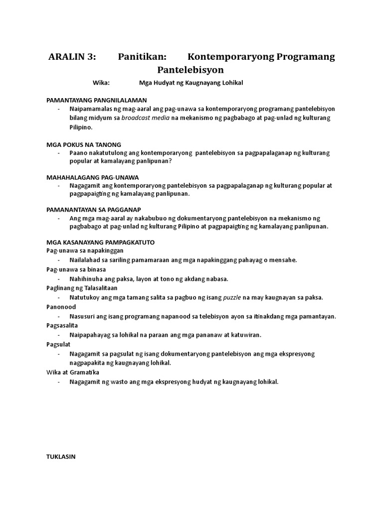 Programang Pantelebisyon | PDF