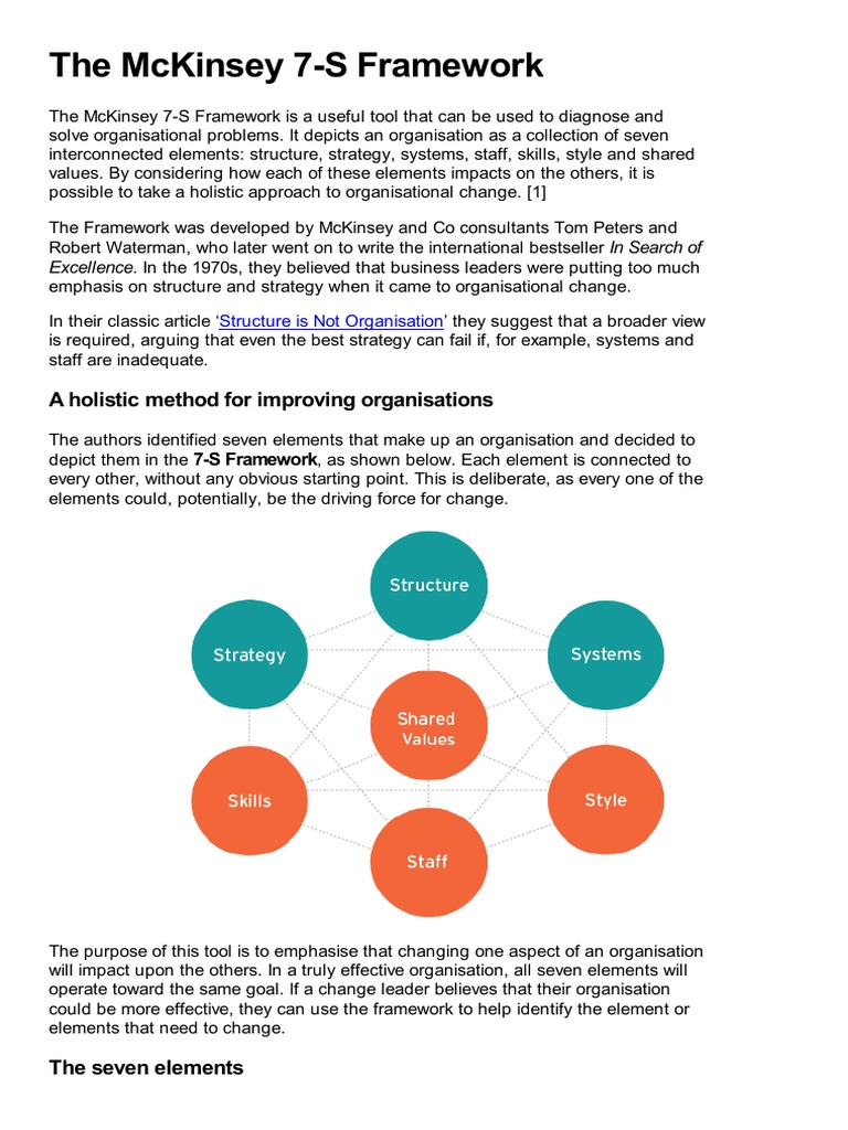 McKinsey 7-S Framework Guide | PDF | Organizational Culture | Leadership