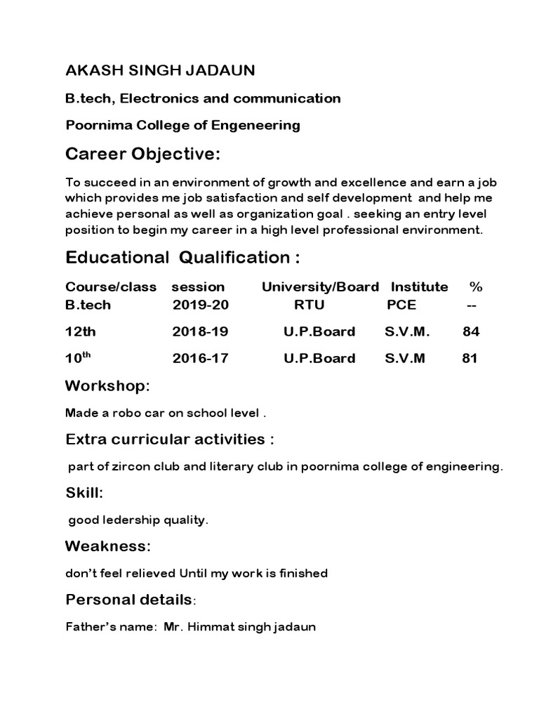Career Objective:: Akash Singh Jadaun | PDF