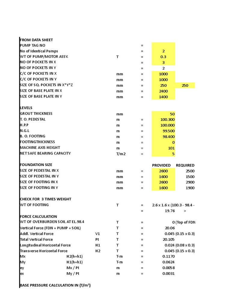 Pump Foundation Design Specifications | PDF | Civil Engineering ...