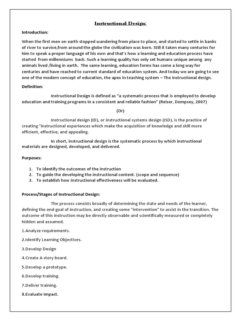 Instructional Design | PDF | Instructional Design | Learning