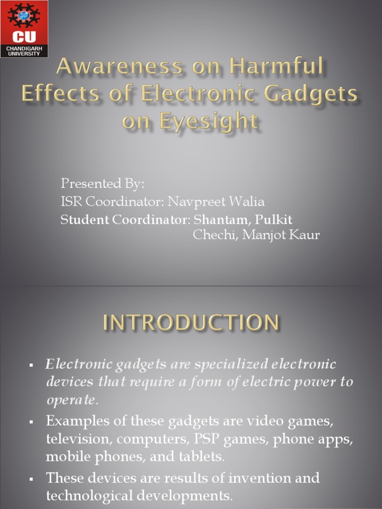 Awareness On Harmful Effects of Electronic Gadgets On | PDF | Video ...