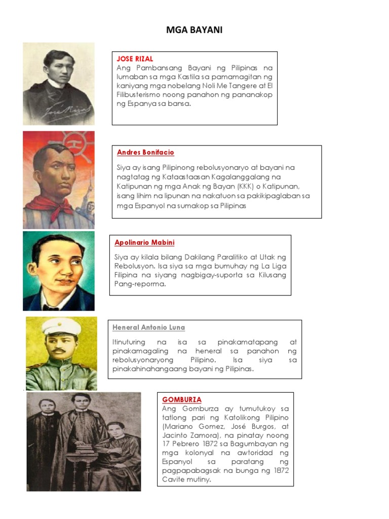 Mga Bayani Ng Pilipinas At Ang Kanilang Nagawa Sa Pilipinas