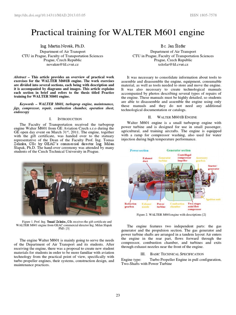 Practical Training For WALTER M601 Engine | PDF | Turbine | Propeller