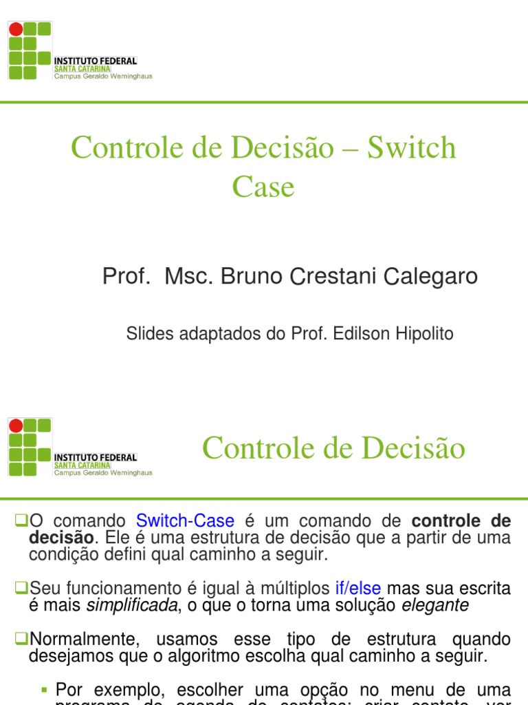 Sintaxe do Switch-Case em C | PDF | C (linguagem de programação ...