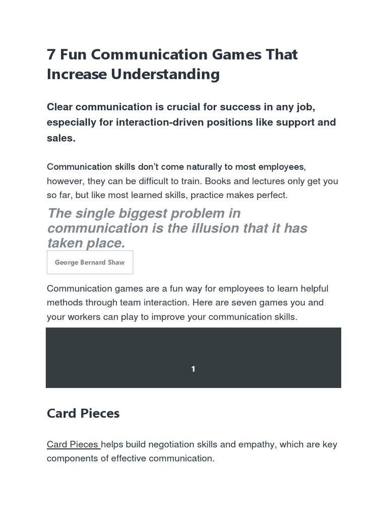 Fun Communication Games | PDF | Social Group | Self Awareness