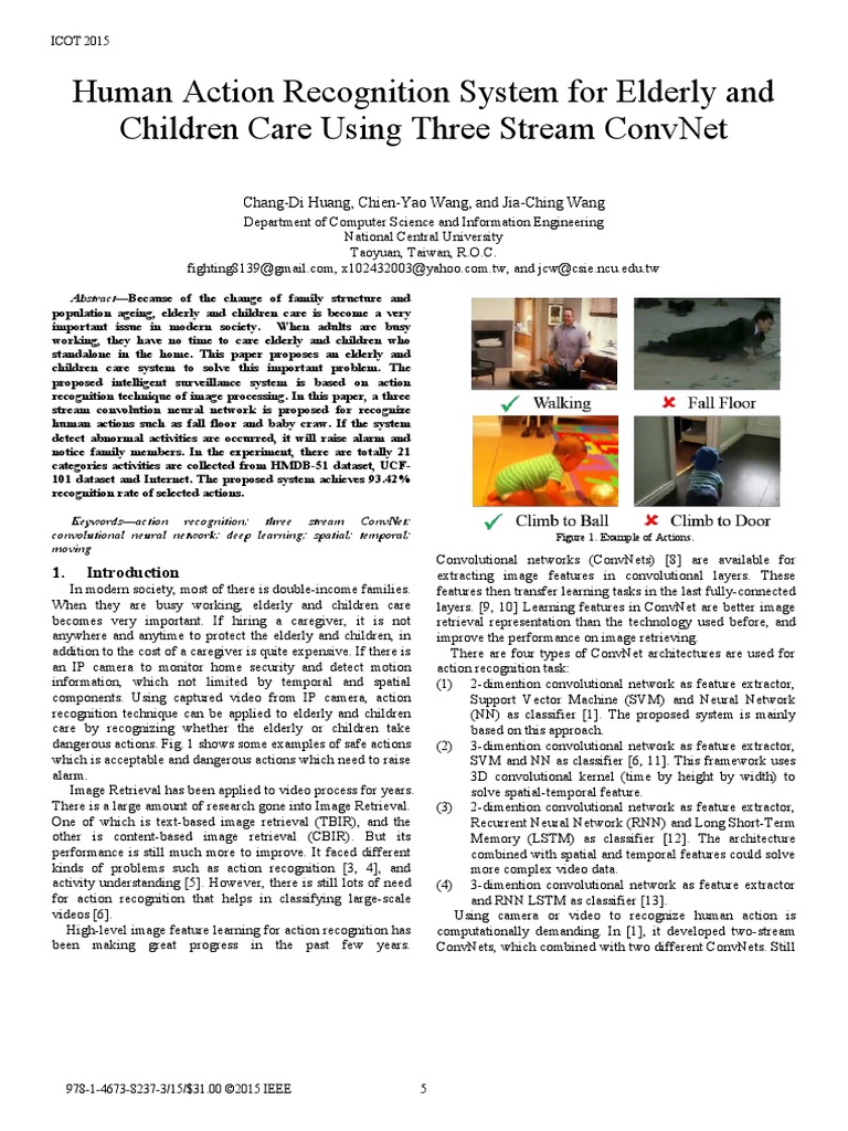 Human Action Recognition System For Elderly and Children Care Using Three Stream ConvNet | PDF ...
