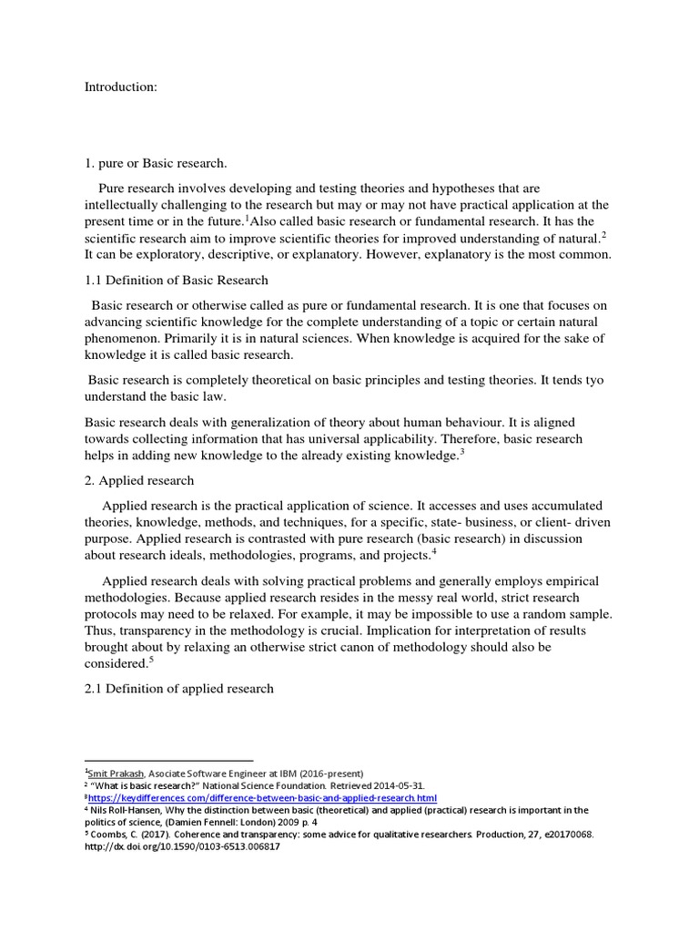 An Overview of Basic, Applied, Exploratory, Descriptive, Experimental ...