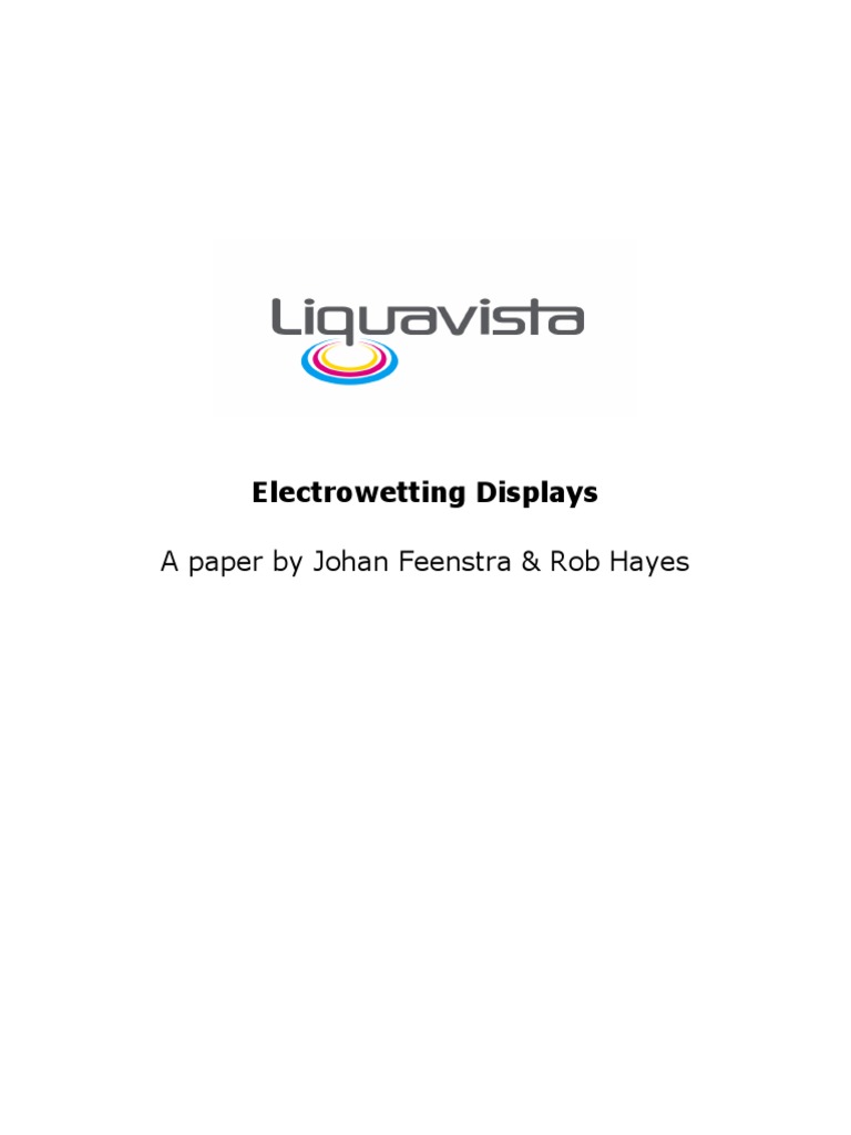 Liquivista Electrowetting Technology Whitepaper LQV0905291LL5-15 | PDF ...