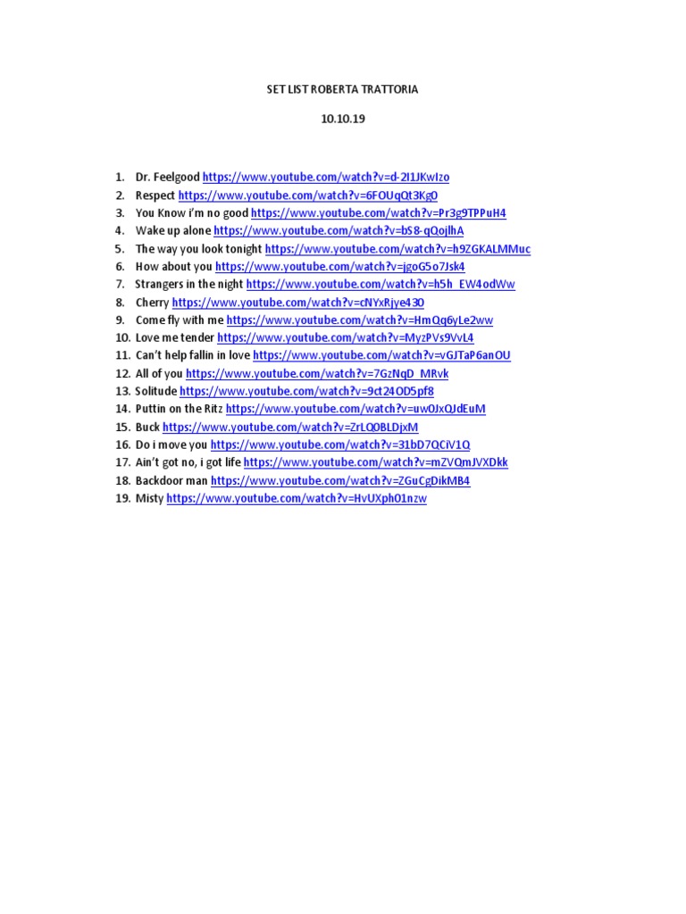 Setlist | PDF