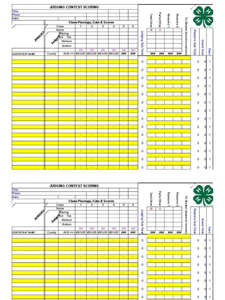 Judging Contest Scoring: NI OR S DG E's | PDF | Spreadsheet | Computing