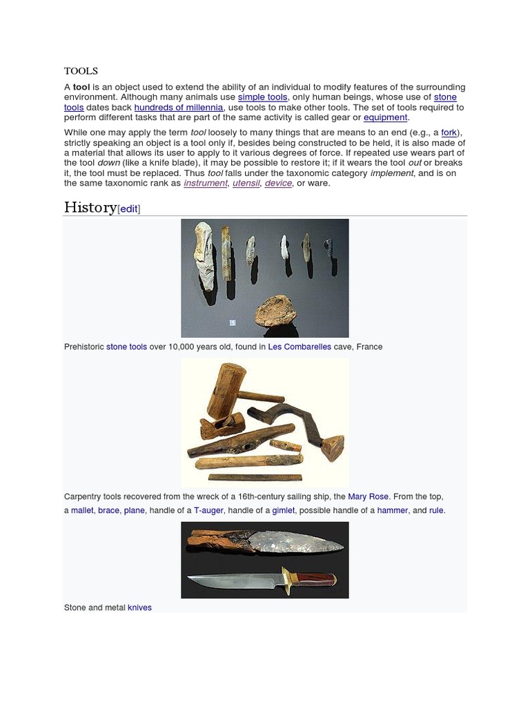 History: Tools | PDF | Tools | Manufactured Goods
