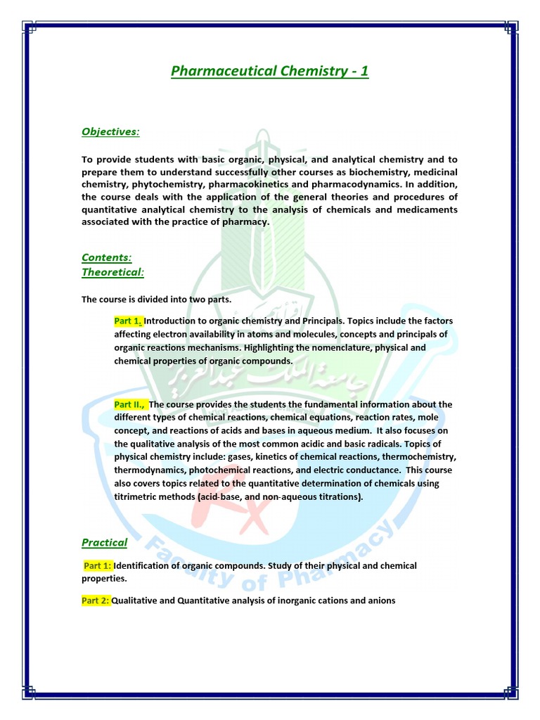 Pharmaceutical Chemistry | PDF