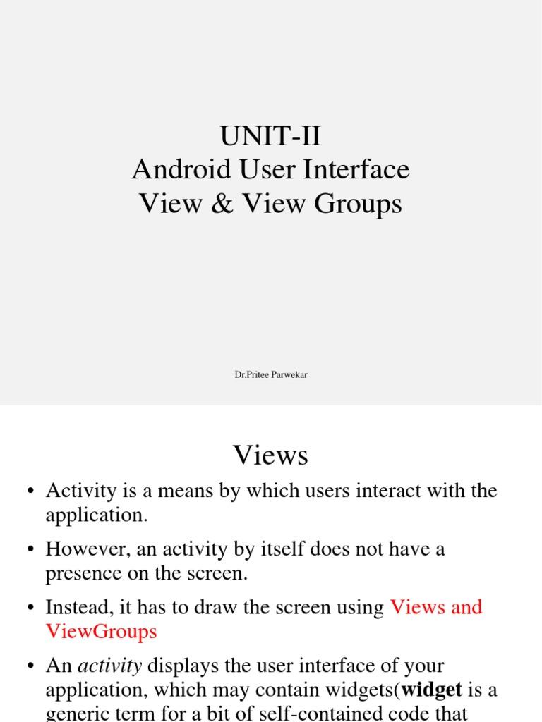 Android UI Views and ViewGroups | PDF | Graphical User Interfaces | Page Layout