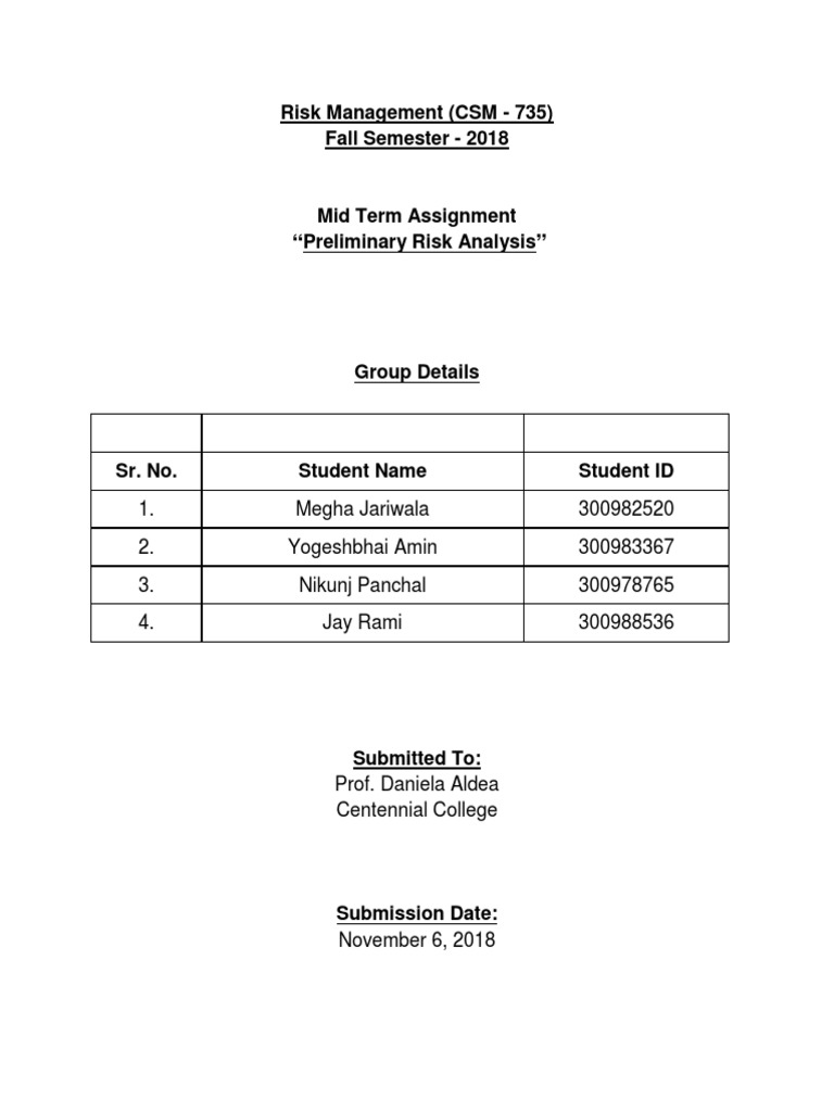 Risk Management (CSM - 735) Final Report | PDF | Traffic Collision | Risk