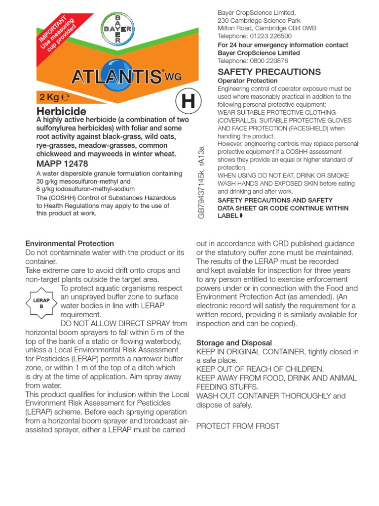 Atlantis WG GB Ra13a 79437145k | PDF | Herbicide | Personal Protective ...