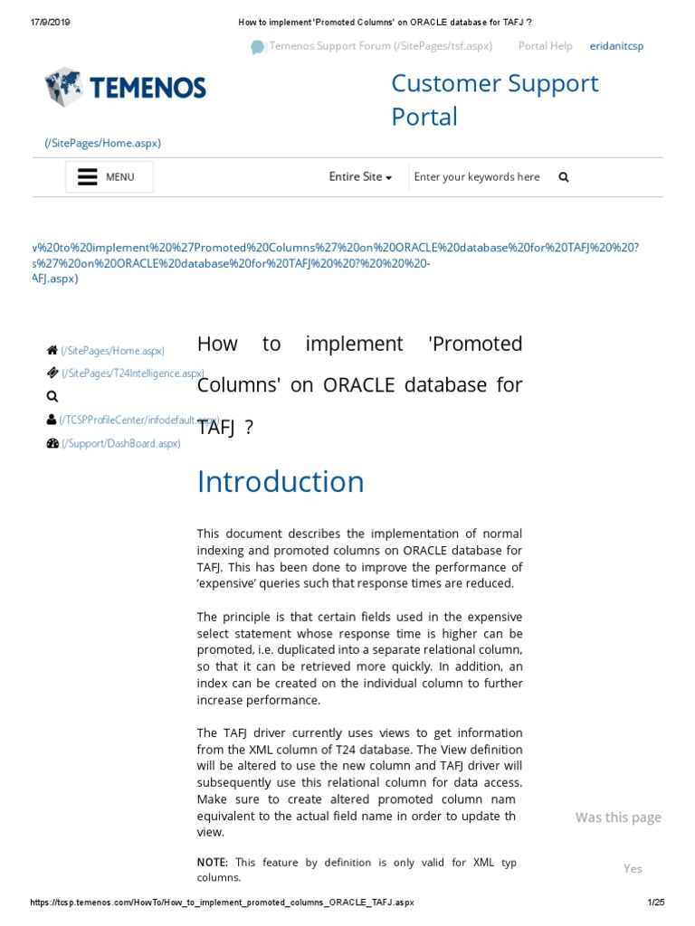 How To Implement Promoted Columns On Oracle Database For Tafj Download Free Pdf Database