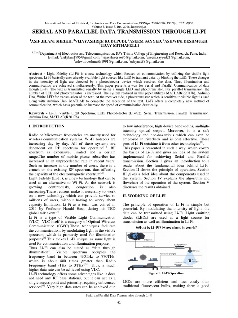 Serial and Parallel Data Transmission Through Li-Fi | PDF | Light ...