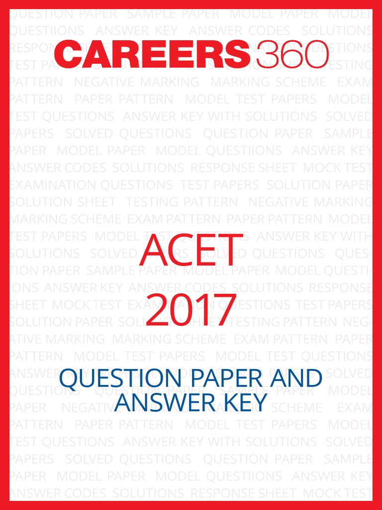 Acet 2017: Question Paper and Answer Key | PDF | Solar Power | Median