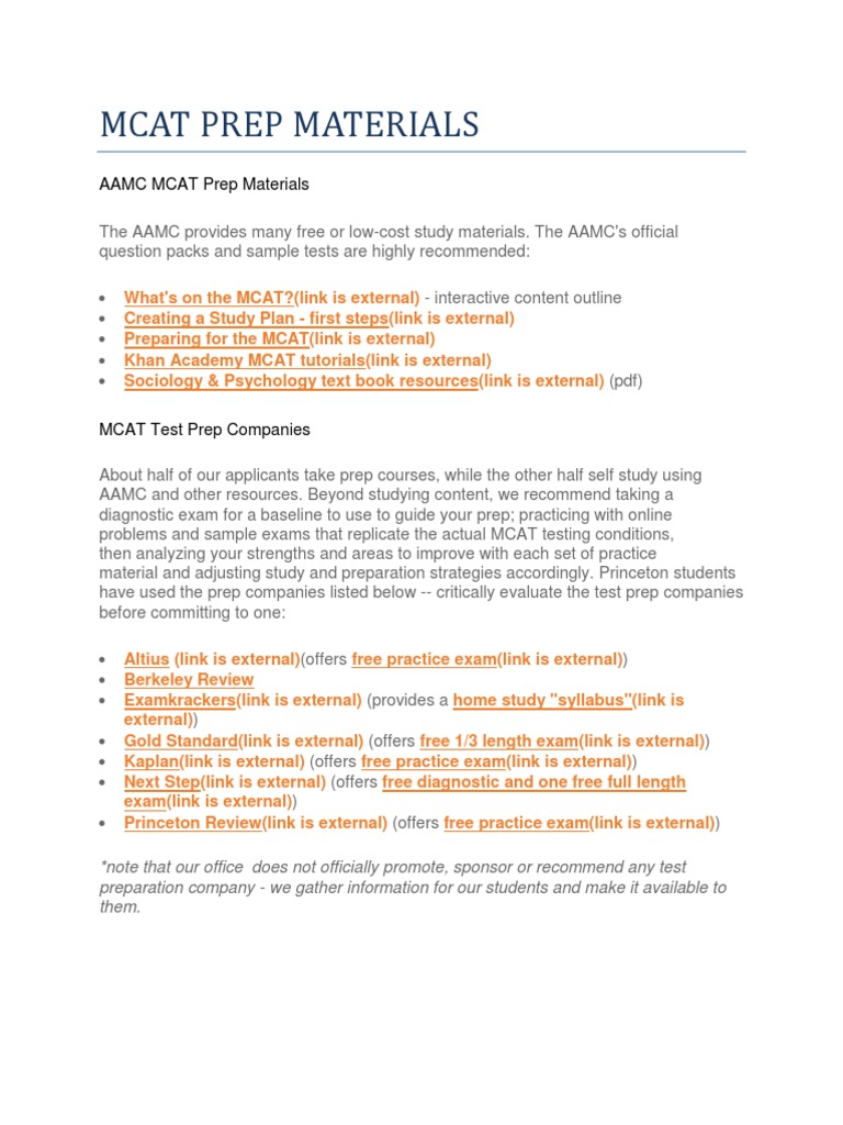 MCAT Prep Materials - 0 | PDF