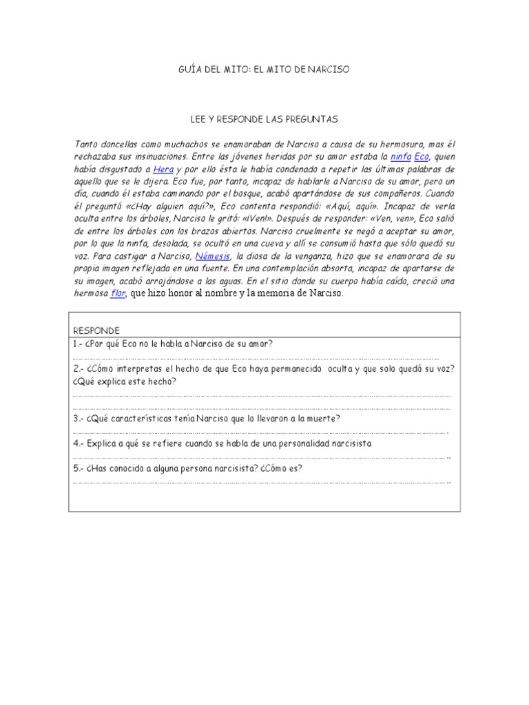 Guía Mito de Narciso | PDF