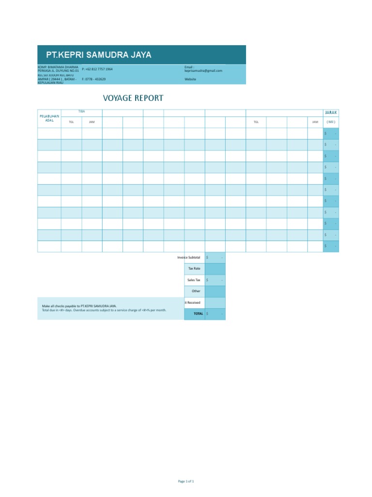 Voyage Report: PT - Kepri Samudra Jaya | PDF | Business