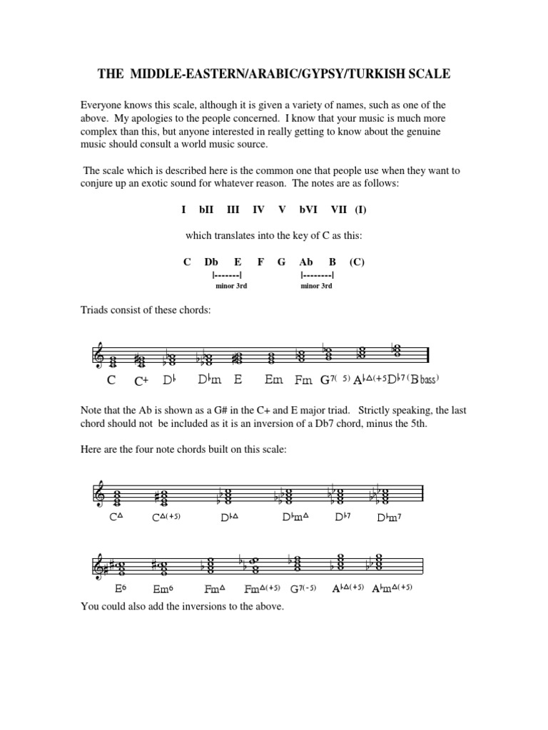 Middle Eastern Scale | PDF | Scale (Music) | Chord (Music)